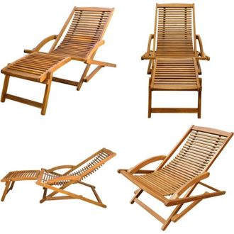vidaXL Vidaxl - Chaise de terrasse avec repose-pied Bois dacacia solide - Chaise De Jardin - Transat - Fauteuil De Jardin - Mobilier De Jardin - Acacia