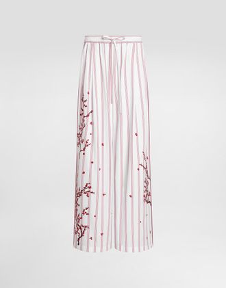 Dolce & Gabbana Poplin Trousers With Thread Floral Embroidery - Frau Hosen Und Shorts Mehrfarbig 40