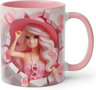 Generic Keramikbecher mit rosa Puppenfigur, die ideale Tasse f&uuml;r Ihren perfekten Kaffee, kreative Tasse, einzigartige Tassen f&uuml;r unvergessliche Momente