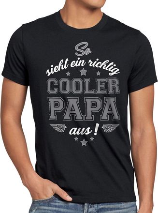 style3 So Sieht EIN richtig Cooler Papa aus Herren T-Shirt, Gr&ouml;&szlig;e:L, Farbe:Schwarz