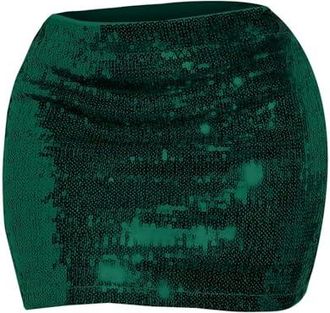 Generic Robe courte &agrave; paillettes cintr&eacute;e avec taille haute | Taille &eacute;lastique pour un ajustement parfait | Robe de soir&eacute;e scintillante et look quotidien polyv