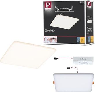 Paulmann 92395 Panneau LED spots encastr&eacute;s Veluna VariFit IP44 185x185 mm carr&eacute; incl. 1x17 watts plafonnier Satin plastique 3000 K