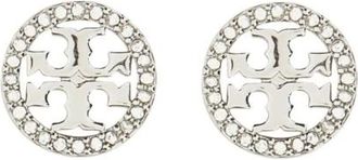 Tory Burch Femme, Accessoires, Gris, Taille: ONE Size Kira Enamel Circle-Stud Earrings