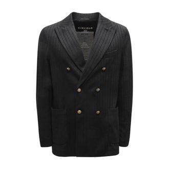 Circolo 1901 Leinen/Baumwoll Doppelreiher Jacke - - Jackets - Herren - Schwarzk - M