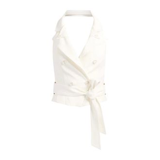 Elisabetta Franchi Femme, Tops, Blanc, Taille: 38 FR Gl00561E2 Gilet