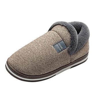 Generic Chaussons en peluche pour homme et femme - Confortables - Ferm&eacute;s - Chaussons dhiver doubl&eacute;s en peluche - Pantoufles moelleuses - Pour lext&eacute;rieur et li