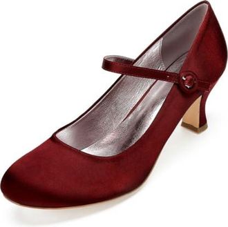 Generic Femme &Eacute;l&eacute;gant Chaussures De Mari&eacute;e Et&eacute; Rond Talons Bas Mariage Soir&eacute;e Chaussures Femmes 6.5Cm,Burgundy,38 EU