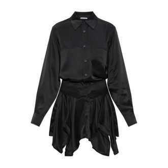 Alexander Wang Cut Off Double Shirt Dress - Femme - Robes - Noir - Taille: 36 FR