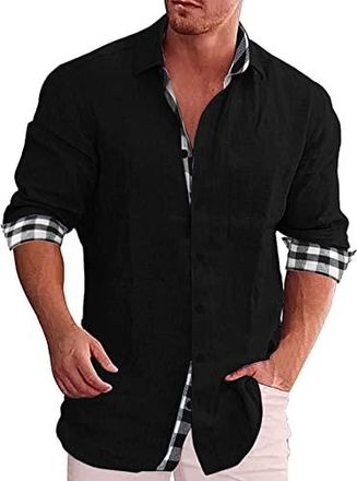 Generic Chemise &agrave; carreaux &agrave; manches longues pour homme, chemise boutonn&eacute;e &agrave; carreaux pour homme, chemises tendance, chemises polyvalentes et l&eacute;g&egrave;res, d&eacute;contr
