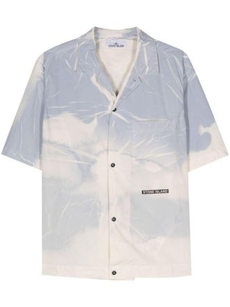 Stone Island chemise imprim&eacute;e &agrave; manches courtes - Bleu