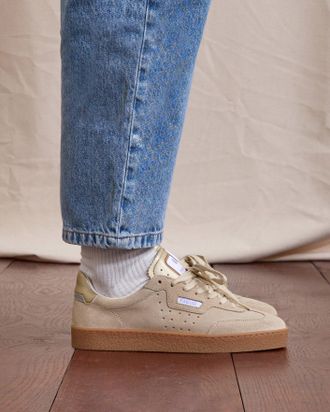 Faguo Baskets beige et dor&eacute; cuir su&egrave;de