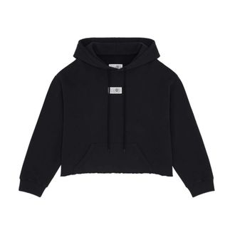 Maison Margiela Cropped Hoodie mit numerischem Etikett - - Sweatshirts & Hoodies - Damen - Schwarzk - L