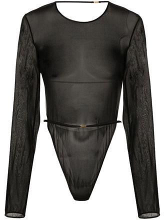 Saint Laurent Rückenfreier Krepp-Body - Schwarz