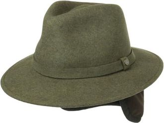 Lierys Chapeau Protection avec Oreilles Homme - Made in Italy Outdoor en Feutre de Laine Traveller Oreillettes Hiver Automne-Hiver - 59 cm Olive