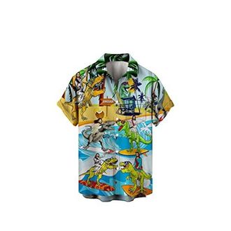 Generic Chemise hawa&iuml;enne d&eacute;contract&eacute;e pour homme avec palmier hawa&iuml;en, croisi&egrave;re tropicale, chemise d&eacute;t&eacute; &agrave; manches courtes, boutonn&eacute;e, graphique, cara&iuml;bes, c
