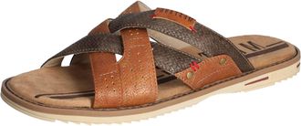 Mustang Jeans Herren Pantolette Kreuzriemen Ziern&auml;hte Flechtoptik 4152-706, Gr&ouml;&szlig;e:44 EU, Farbe:Braun