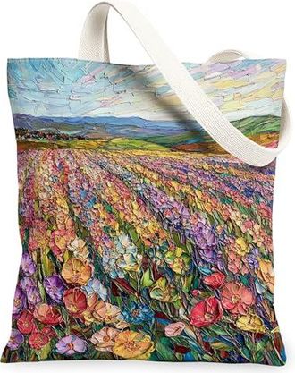 Generic Spring Garden Phloxs Sac fourre-tout en toile pour le shopping 33 x 38 cm, sac d&eacute;picerie r&eacute;utilisable pour femme, paysage naturel, plage, esth&eacute;tique, 