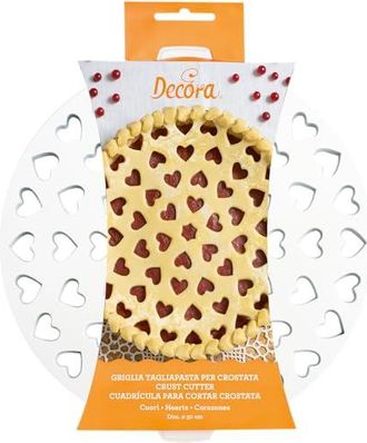 Decora 0215801 Grille emporte-pièce pour Tarte au Design breveté, Fabriquée en Plastique, Idéale pour décorer la Tarte avec Un Motif en Forme de coeur, Diamè