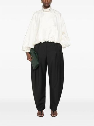 R&oacute;he Pleated Wide-Leg Mohair Wool Trousers - Black