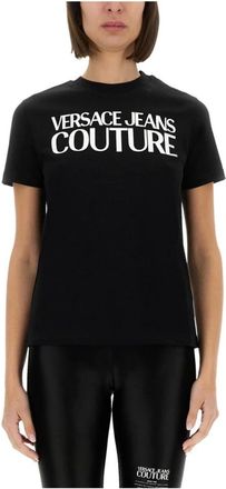 Versace Jeans Couture Femme, Tops, Noir, Taille: 38 FR Logo T-Shirt