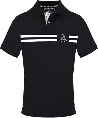 Aquascutum Poloshirt f&uuml;r Herren, Mit Kragen, kurz&auml;rmlig (Schwarz)