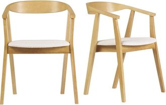 Miliboo Chaises scandinaves bois clair et tissu effet laine bouclée blanc (lot de 2) BAHIA