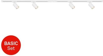 Briloner Rail Schienensystem, Starterset, 4x GU10 Spots, Schwenkbar, Drehbar, Wei&szlig;, 1,5 m