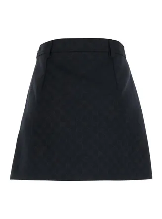 Gucci Womens Miniskirt Black Gg Cotton Blend Skirt