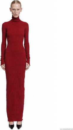 Marc Le Bihan Turtleneck Nylon Silk Long Dress