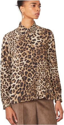 Officine Générale Femme, Blouses et Chemises, Brun, Taille: 42 FR Chemise Beige/Noire