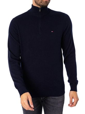 Tommy Hilfiger Herren PIMA ORG CTN Cashmere Zip Mock MW0MW28049 Halbzip-Sweater, Blau (Desert Sky), XL