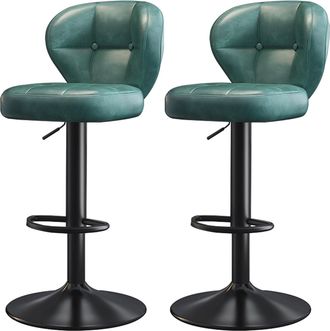 Generic Moderne Barhocker, 2Er-Set, Drehbar, mit R&uuml;ckenlehne, Metallgestell, Gepolstert, f&uuml;r K&uuml;cheninseln, 62-82 cm