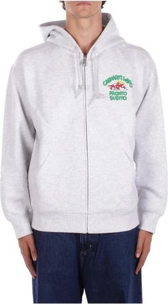 Carhartt Work in Progress Logo Front Zip Hoodie Sweaters - - Sweatshirts & Hoodies - Herren - Wei&szlig; - S