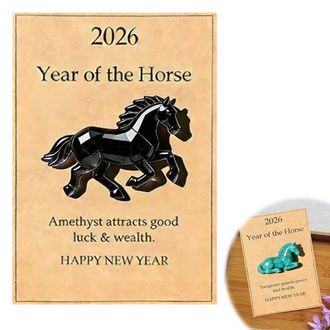 Generic 2026 Gl&uuml;ckskristall Pferd Figur, Ein Symbol f&uuml;r St&auml;rke & Neuanf&auml;nge, Neues Jahr Gl&uuml;ckspferd Kristallfigur mit Karte, Bedeutungsvolles Geschenk f&uuml;r Fam