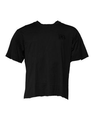 Dolce & Gabbana Mens Black Dg Logo Cotton Crew Neck T-Shirt