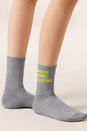 Calzedonia Socken Mit Glitzer-schriftz&uuml;gen Grau