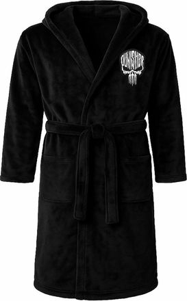 Spass Kostet Bademantel mit Kapuze Herren schwarz mit Totenkopf morgenmantel sauna S - XXXL