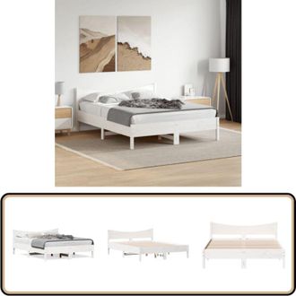 vidaXL Massivholzbett ohne Matratze Weiß 160x200 Kiefernholz - Holzbett - Doppelbett - Kiefernholzbett - Massives Holzbett - Weißes Bett