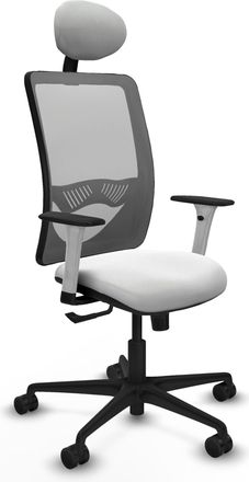 Piqueras y Crespo B&uuml;rostuhl Zulema mit wei&szlig;en und schwarzen Armlehnen, h&ouml;henverstellbarer Lendenwirbelst&uuml;tze und festem Kopfteil, ausgestattet mit 3 Positionen, Grau/We