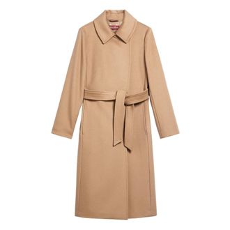 Max Mara Wollmantel mit doppelreihiger Knopfleiste und G&uuml;rtel - - Coats - Damen - Braun - 3XS