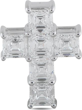 Luxury Bazaar pendentif croix en diamants taille carr&eacute; &eacute;meraude - Argent