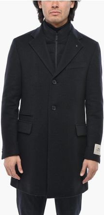 Corneliani CC COLLECTION Flap Pockets Virgin Wool Coat with Chest Piece size 52