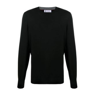 Brunello Cucinelli Schwarzer Rundhalsausschnitt Pullover - - Knitwear - Herren - Schwarzk - 3XL