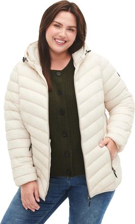 Zizzi Damen Plus Size Jacke mit Kapuze Taschen Gesteppt Gr&ouml;&szlig;e Gr S (42/44) Rainy Day Plus Size Damen Kleidung