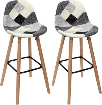Altobuy MOZAIK - Lot de 2 Tabourets Scandinaves Noirs et Blancs