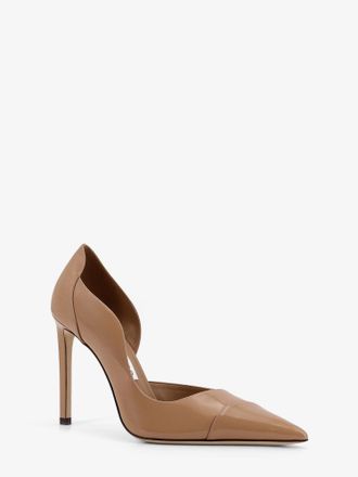 Jimmy Choo London Womens Brigitte Patent Leather Pumps Beige High Heel Shoes