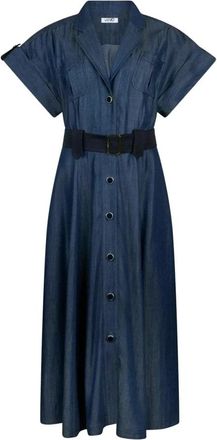 Liu Jo Femme, Robes, Bleu, Taille: 36 FR Combinaison-chemise ceintur&eacute;e