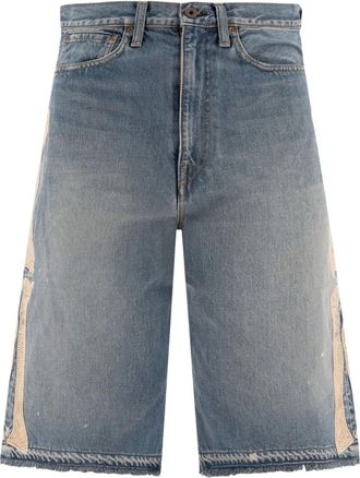 KAPITAL Jeansshorts mit Fransen - Blau