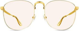 Gucci lunettes de vue mondes &agrave; logo grav&eacute; - Or