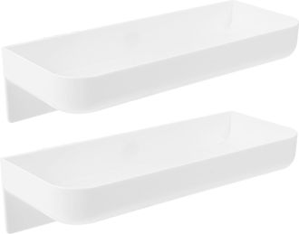 NUOBESTY VANZACK 2 St&uuml;ck Toilettenablage aus Kunststoff Wandh&auml;ngendes Aufbewahrungsregal ohne Bohren Wei&szlig; Rostfrei und Alterungsbest&auml;ndig Badezimmer und K&uuml;chen